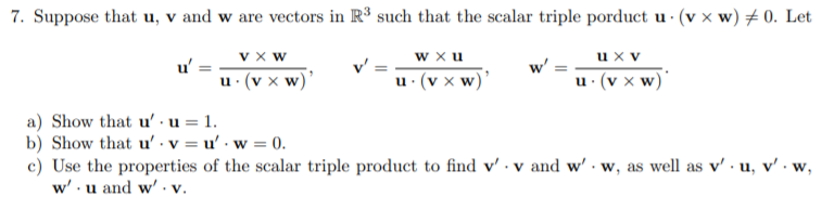 Solved 7. Suppose that u, V and w are vectors in R3 such | Chegg.com