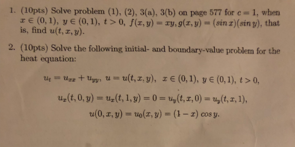 Solved 1. (10pts) Solve problem (1), (2), 3(a), 3(b) on page | Chegg.com