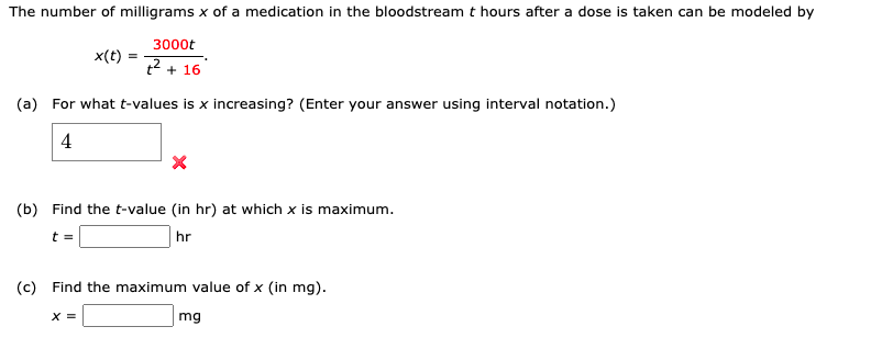 Solved The number of milligrams x of a medication in the | Chegg.com