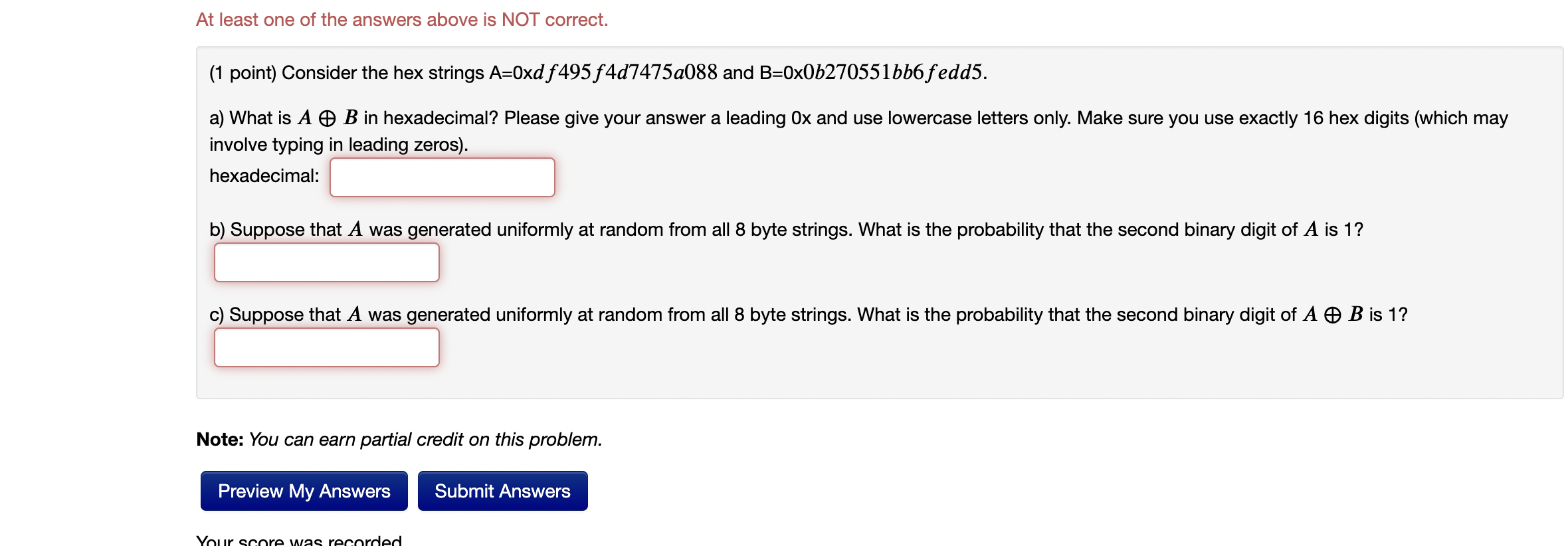 Solved (1 point) Consider the hex strings | Chegg.com