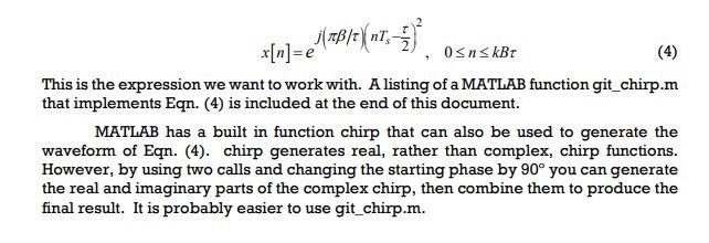 Solved 2.1 Generating a Complex LFM Chirp Waveform A | Chegg.com