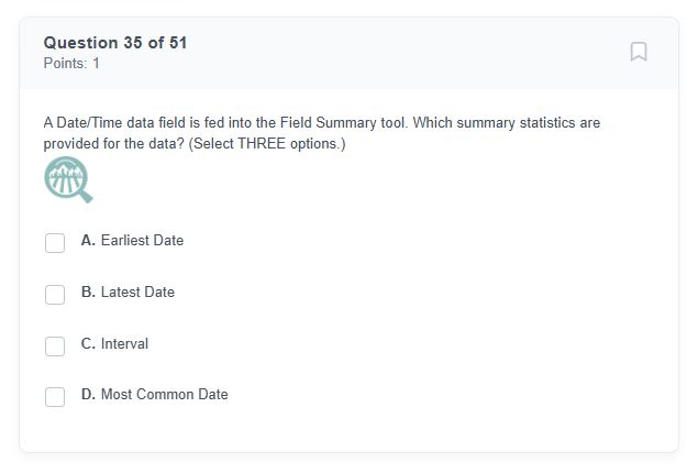 Solved Question 35 ﻿of 51 ﻿Points: 1 ﻿A Date/Time data field | Chegg.com