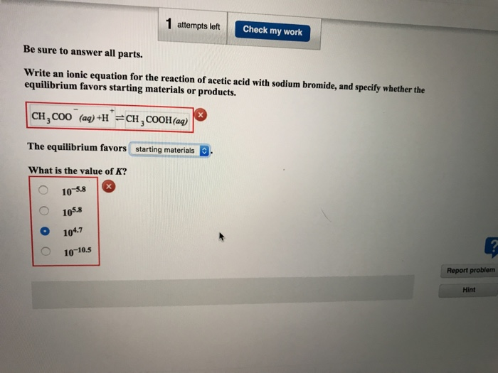 Solved 1 attempts left Check my work Be sure to answer all | Chegg.com