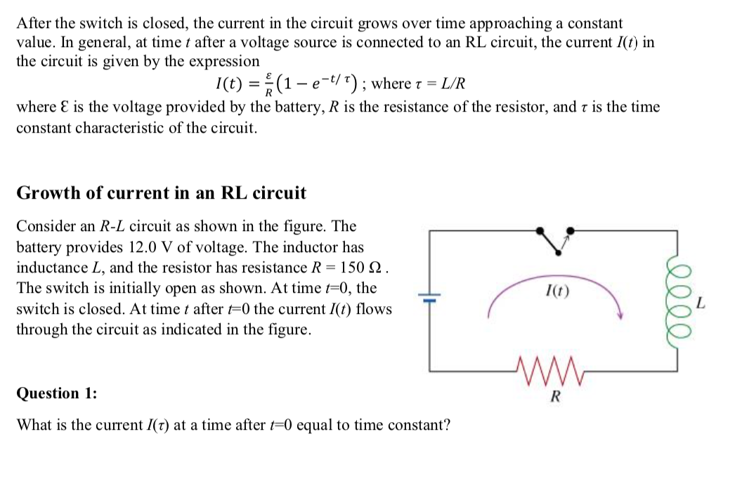 Solved After the switch is closed, the current in the | Chegg.com