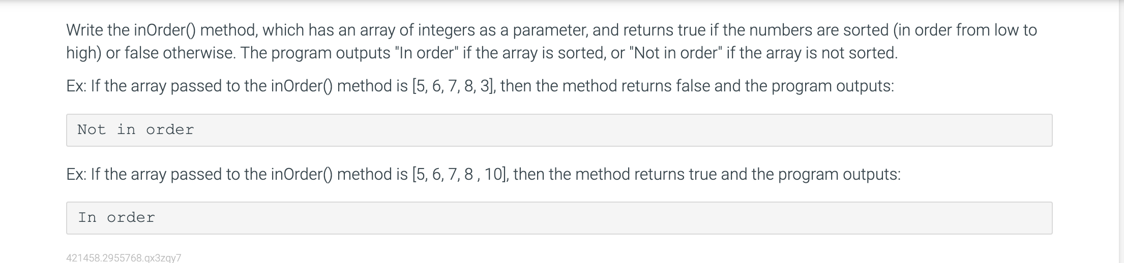 Solved Write the inOrder() method, which has an array of | Chegg.com