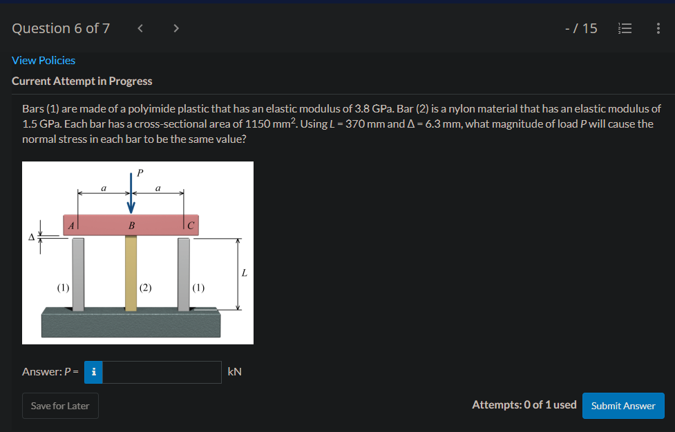 Solved Bars (1) are made of a polyimide plastic that has an | Chegg.com