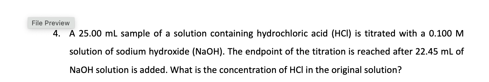Solved File PreviewA 25.00mL ﻿sample of a solution | Chegg.com