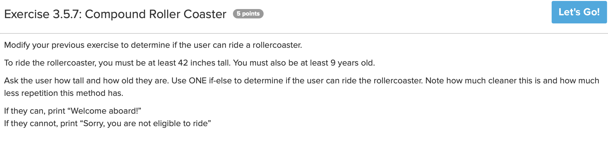 Solved Exercise 3.5.6: Roller Coaster 5 points Write a | Chegg.com