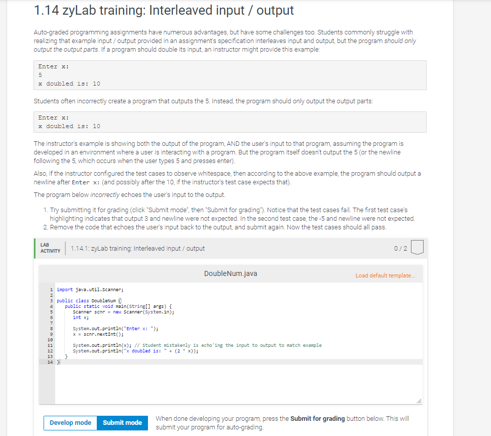 Solved: 1.14 zyLab training: Interleaved input / outputAut