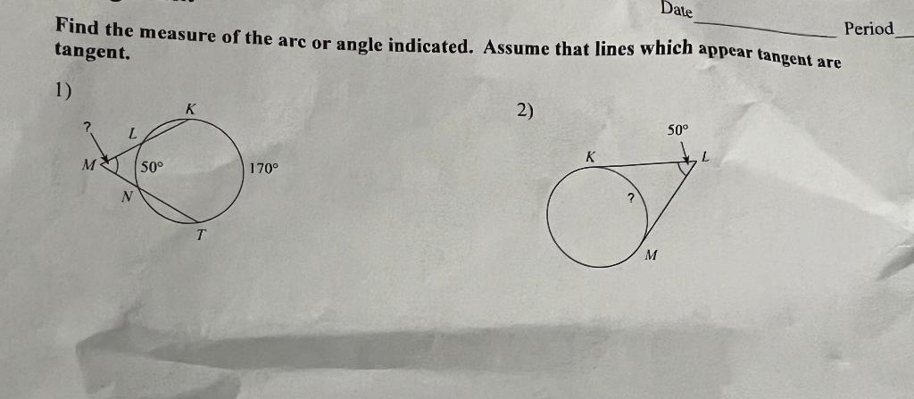 Solved Find the measure of the arc or angle indicated. | Chegg.com