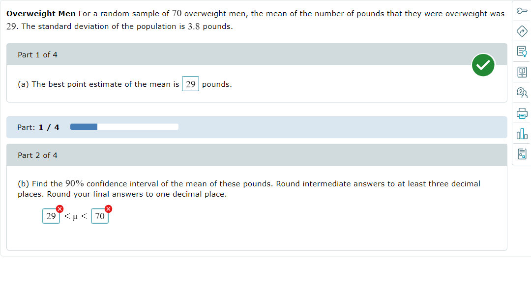 Solved Overweight Men For a random sample of 70 overweight | Chegg.com