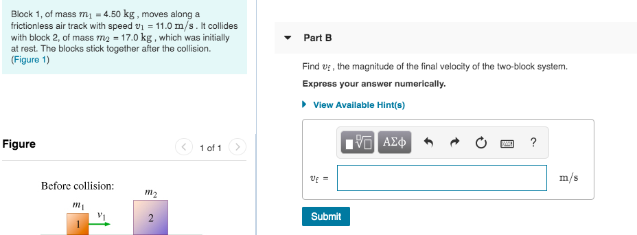 Solved Block 1, of mass m1 = 4.50 kg , moves along a | Chegg.com
