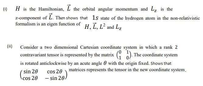 Solved i) H is the Hamiltonian, L the orbital angular | Chegg.com
