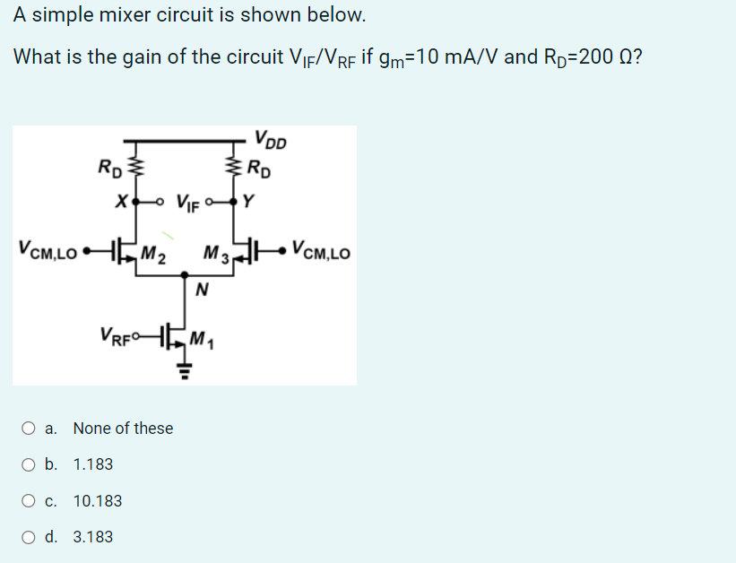 Solved A simple mixer circuit is shown below. What is the | Chegg.com