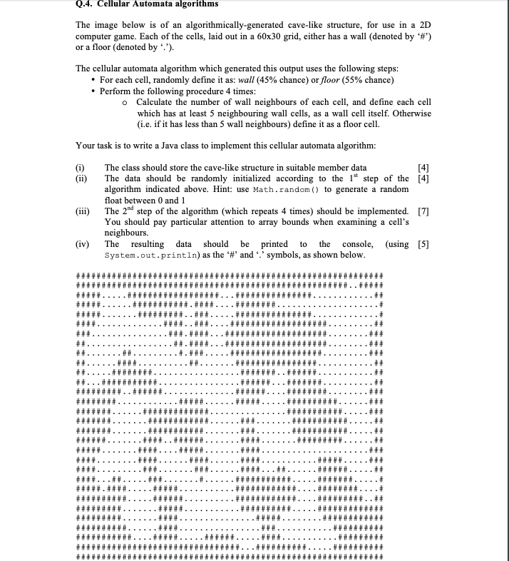 Q4 Cellular Automata Algorithms Image Algorithmically Generated Cave Like Structure Use 2d