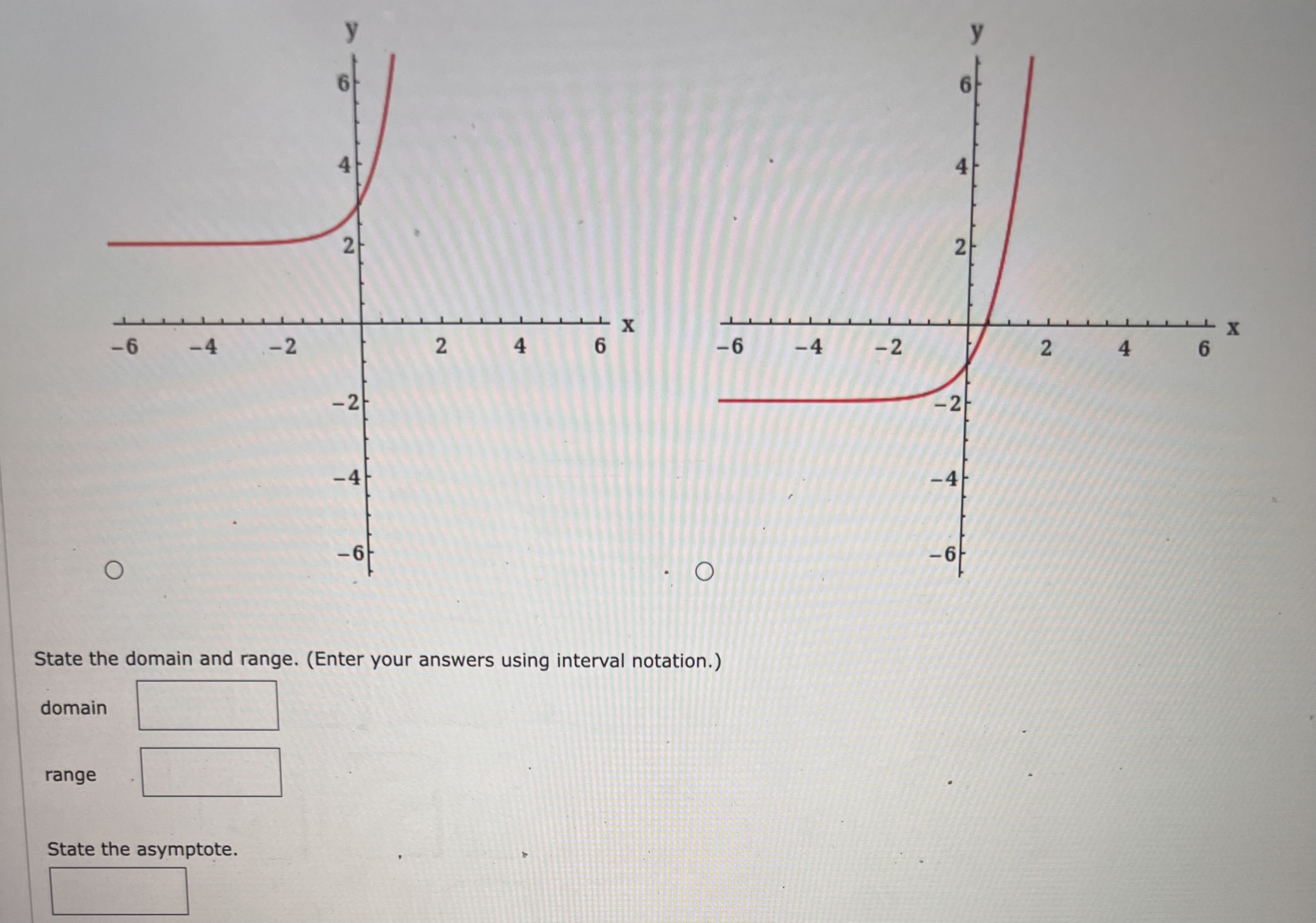 Solved State the domain and range. (Enter your answers | Chegg.com
