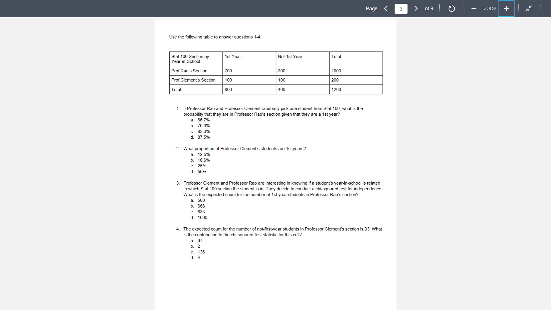 Solved Use the following table to answer questions 1-4. 1. | Chegg.com