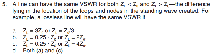 Solved A line can have the same VSWR for both ZL | Chegg.com
