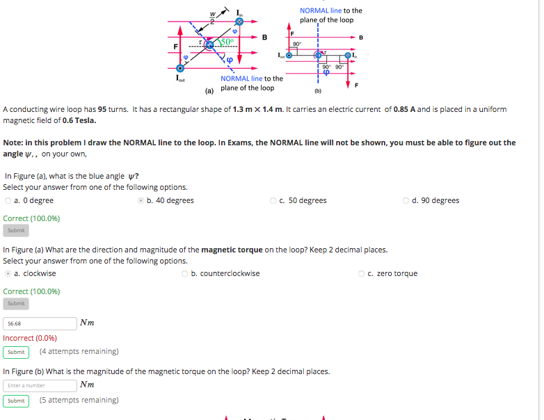 Solved NORMAL line to the plane of the loop B B 50° 90° F op | Chegg.com