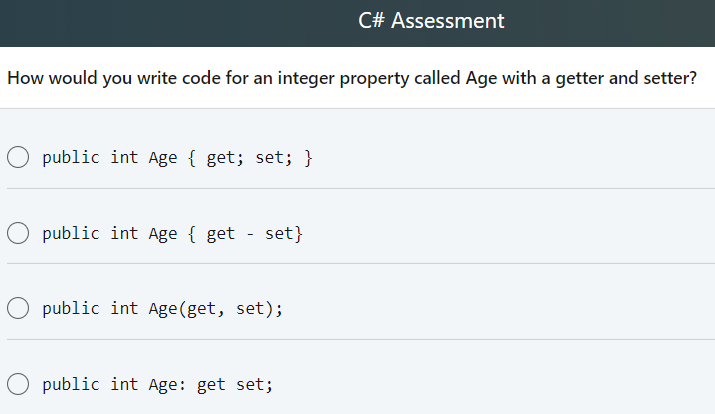 (Solved) : C Assessment Would Write Code Integer Property Called Age ...