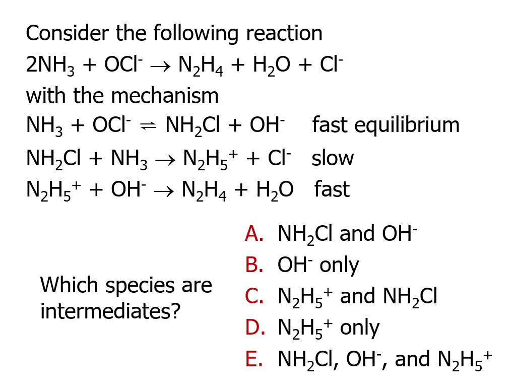 Solved Consider the following reaction 2NH3 + OCI N2H4 + H2O | Chegg.com