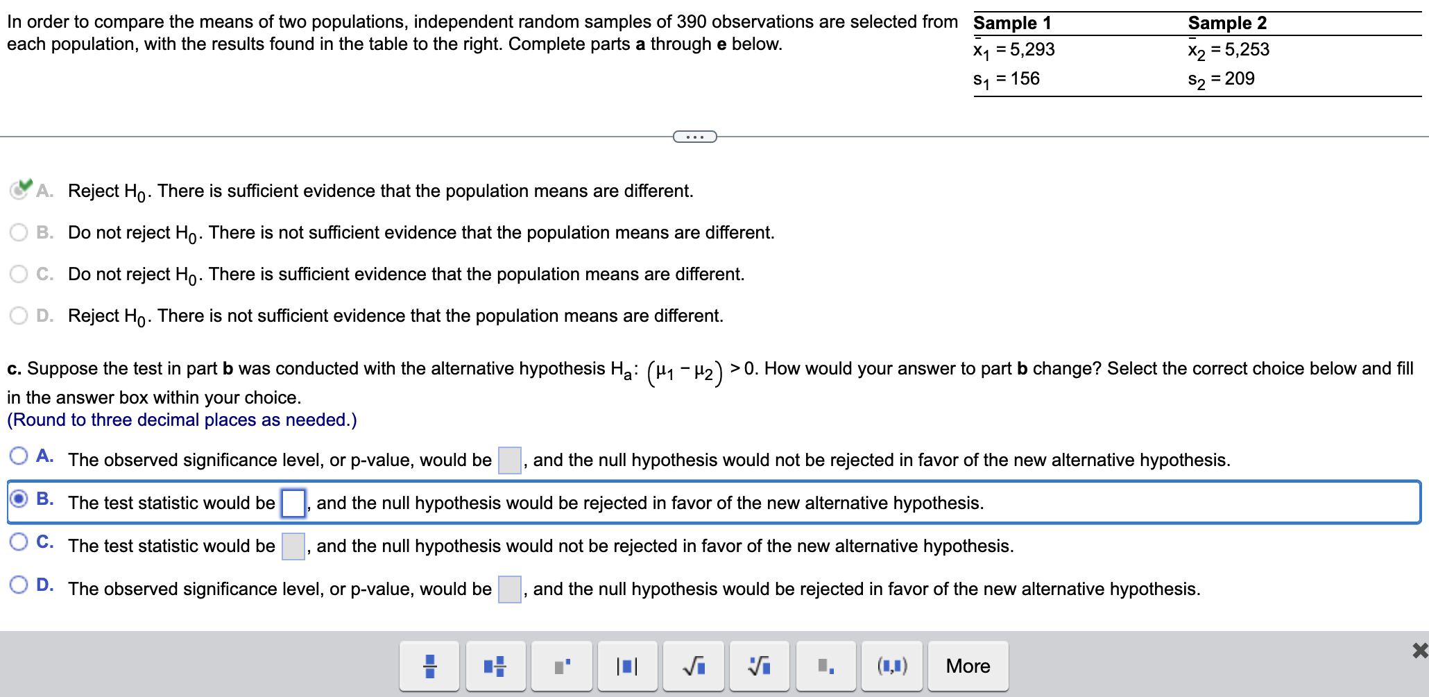 Solved In order to compare the means of two populations, | Chegg.com