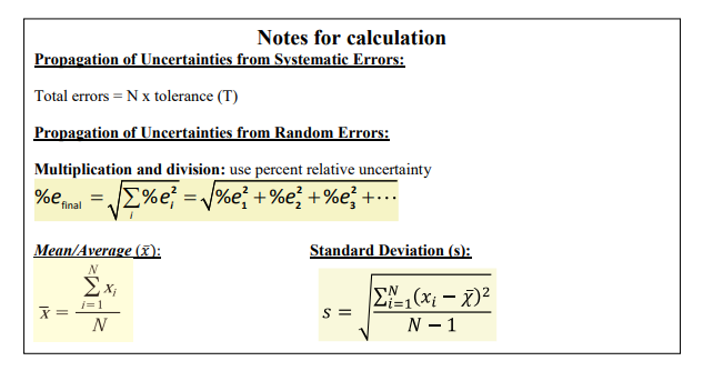 Propagation of Uncertainties from Random Errors: | Chegg.com