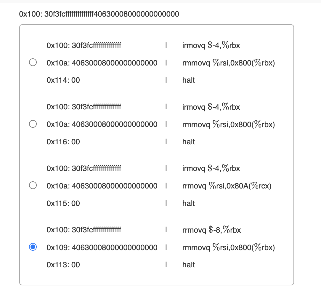 Solved For each byte sequence listed, determine the Y86 | Chegg.com