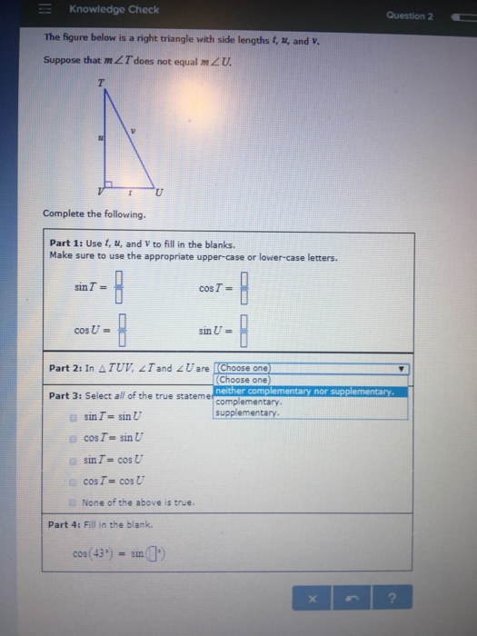 Solved Knowledge Check The figure below is a right triangle | Chegg.com