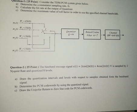 Solved n-1 ( 25 Point) Consider the TDM-PCM system given | Chegg.com