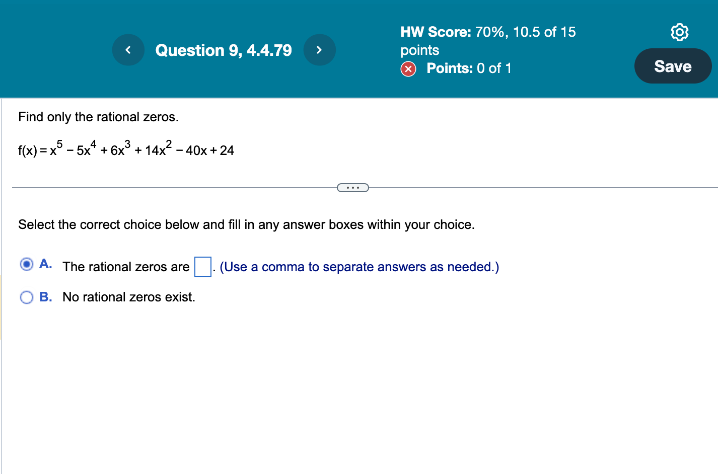 Solved Find only the rational zeros. | Chegg.com