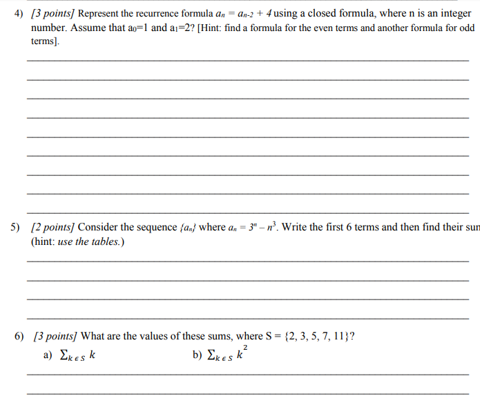 Solved 4 13 Points Represent The Recurrence Formula An