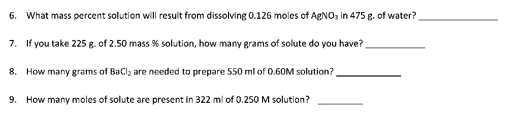 Solved 6. What mass percent solution will result from | Chegg.com