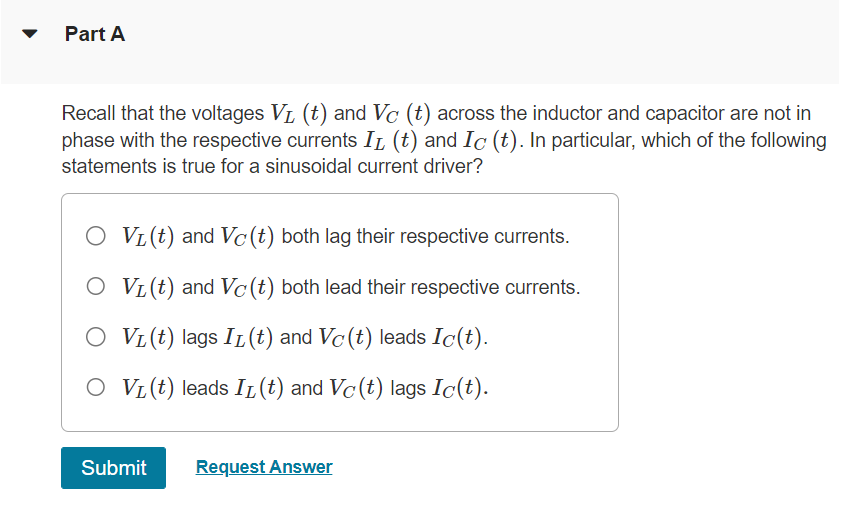 Solved Learning Goal: To understand why a series L-C circuit | Chegg.com