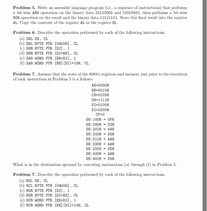 Solved Problem 5. Write an assembly language program (i.e., | Chegg.com