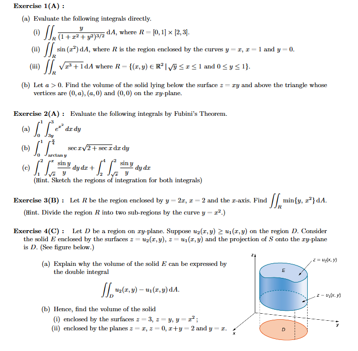 Solved Exercise 2(A): Evaluate the following integrals by | Chegg.com