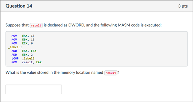 Solved Suppose that result is declared as DWORD, and the | Chegg.com