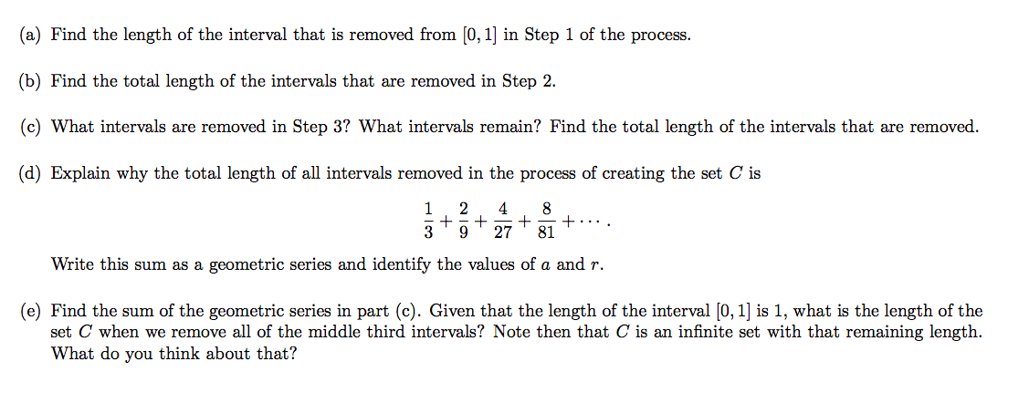 Solved Step 1. Remove the open middle third (1, 3) to reduce | Chegg.com