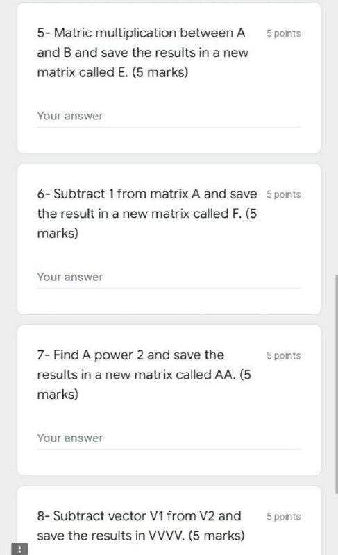 Solved 5 points 5- Matric multiplication between A and B and | Chegg.com