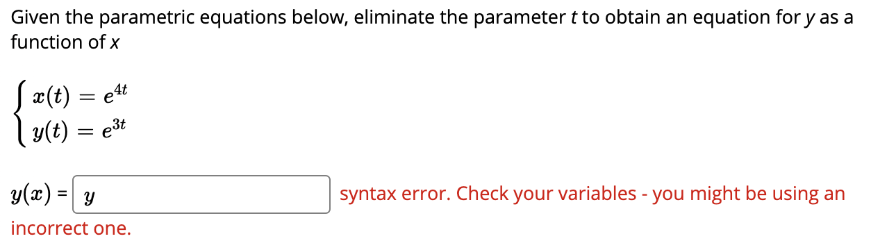 Solved Given the parametric equations below, eliminate the | Chegg.com