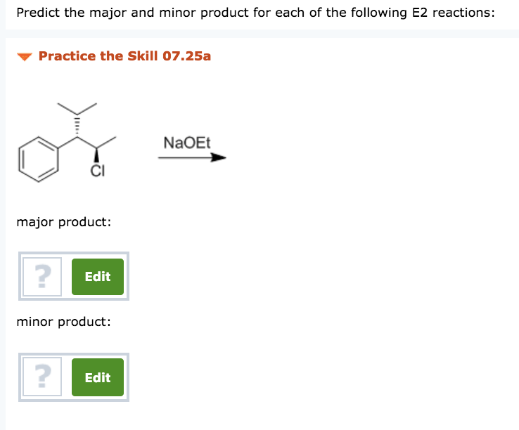 Solved Predict the major and minor product for each of the | Chegg.com