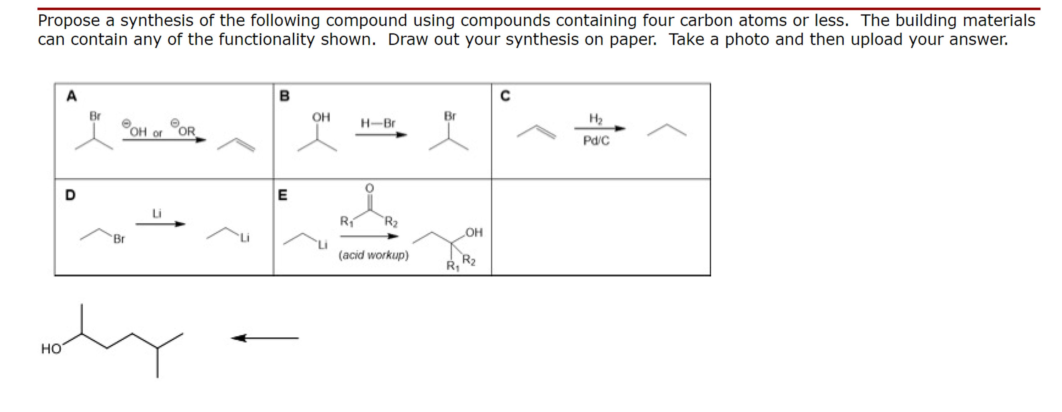 Solved Propose a synthesis of the following compound using | Chegg.com
