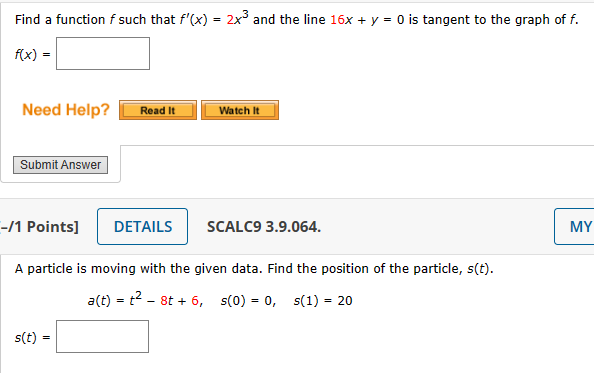 Solved Find a function f such that f′(x)=2x3 and the line | Chegg.com
