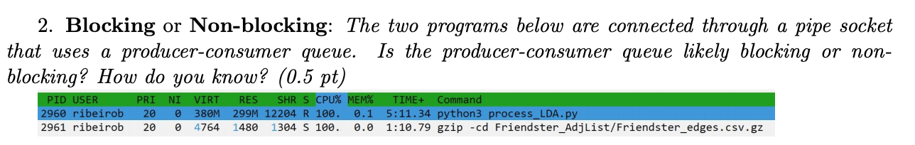Solved 2. Blocking or Non-blocking: The two programs below | Chegg.com