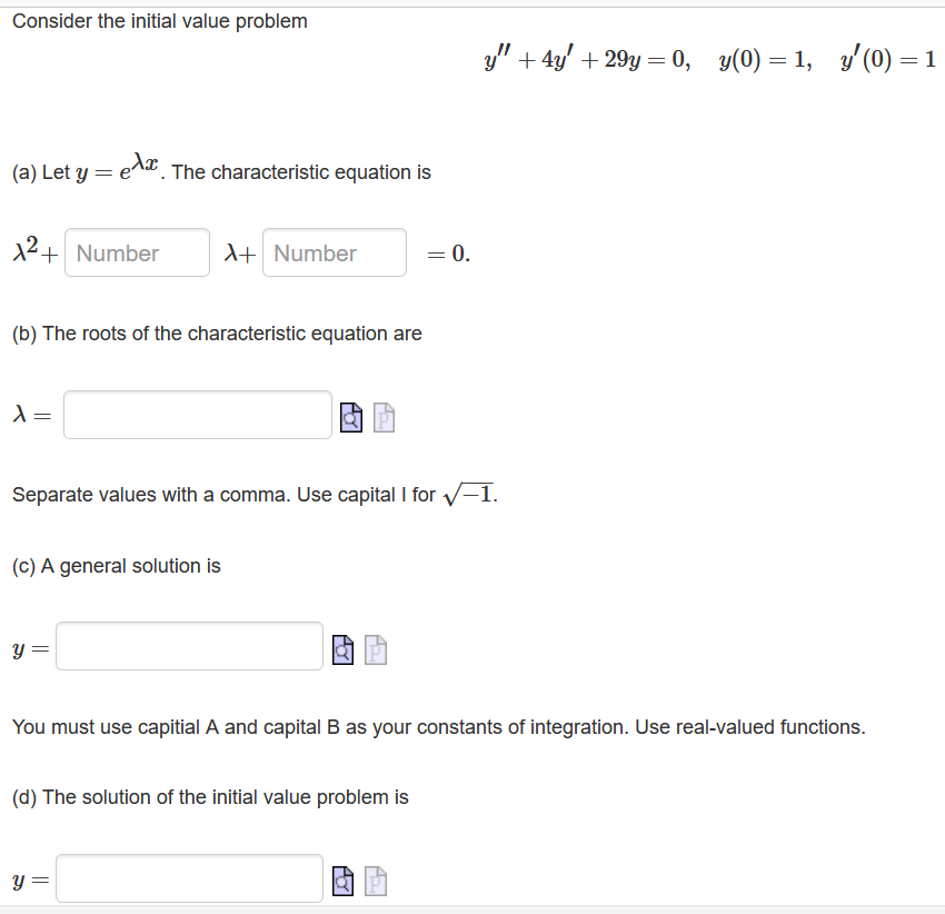Solved Consider the initial value problem Y" + 4y' +29y = 0, | Chegg.com