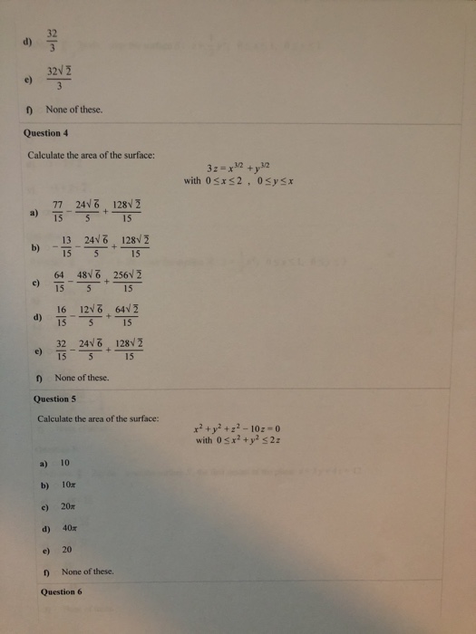 Solved 32 d) 32 e) None of these. Question 4 Calculate the | Chegg.com