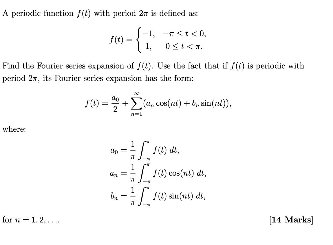 Solved A periodic function f(t) with period 21 is defined | Chegg.com