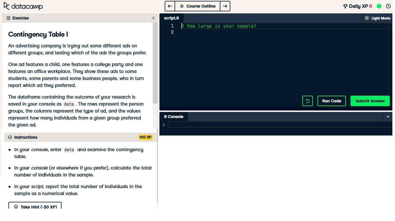 Solved A datacamp - = Course Outline Daily XPO Exercise © | Chegg.com