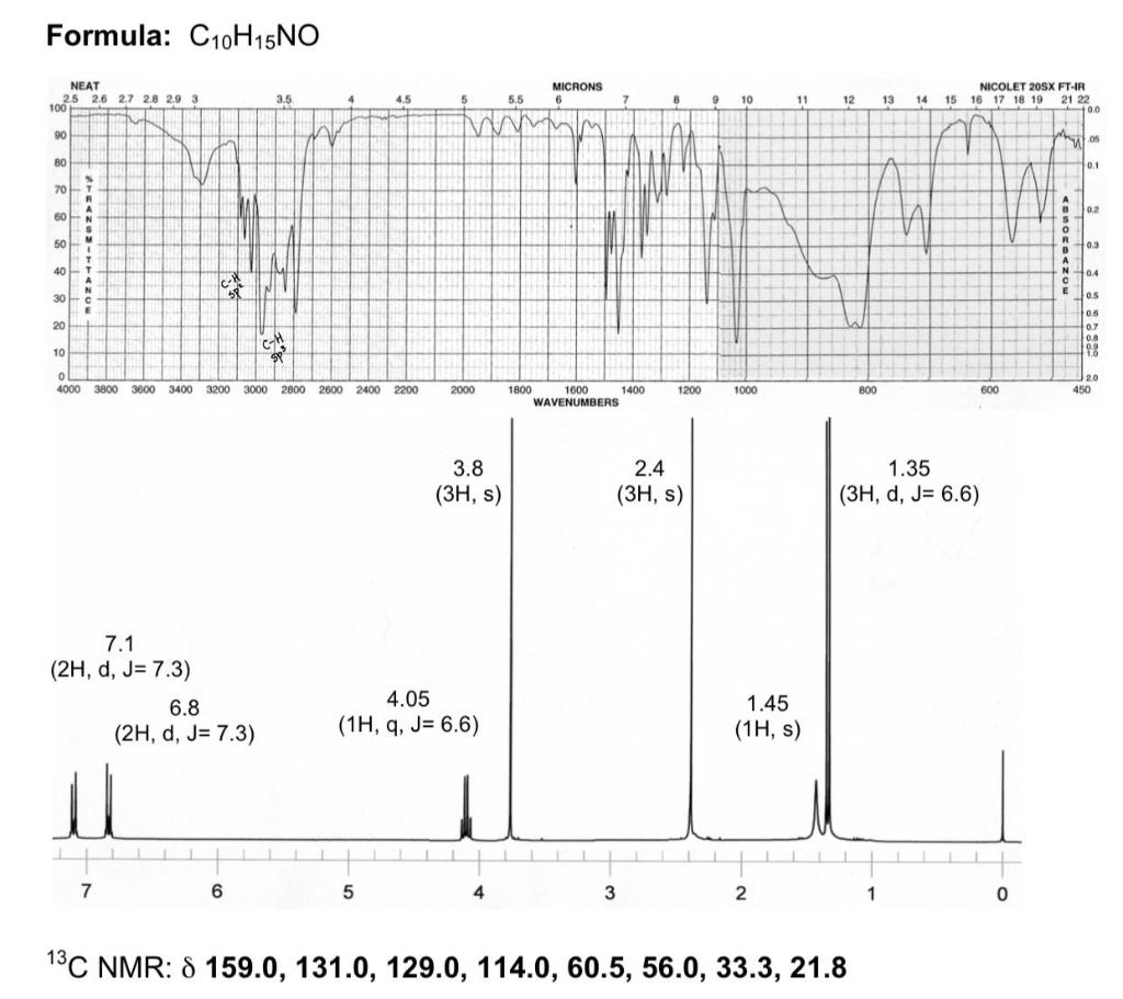 Solved Formula: C10H15NO NEAT 25 26 27 28 29 3 100 MICRONS 6 | Chegg.com