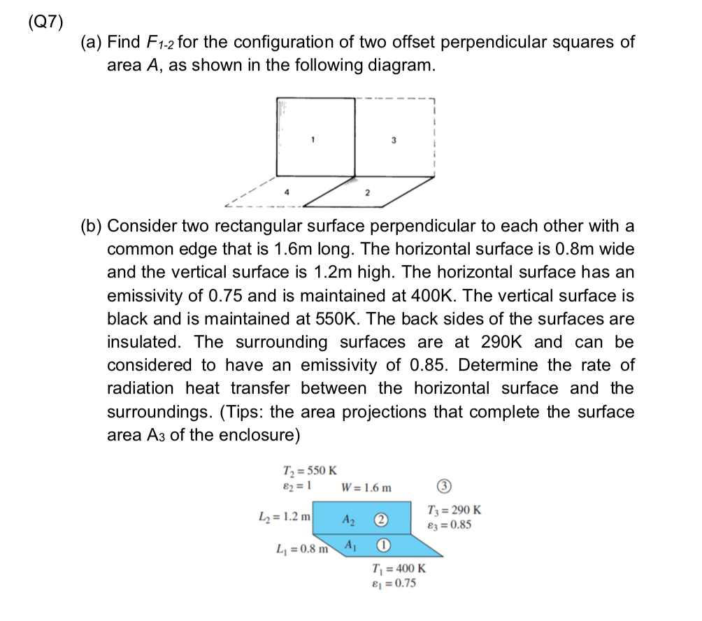 Solved (Q7)(a) ﻿Find F1-2 ﻿for the configuration of two | Chegg.com